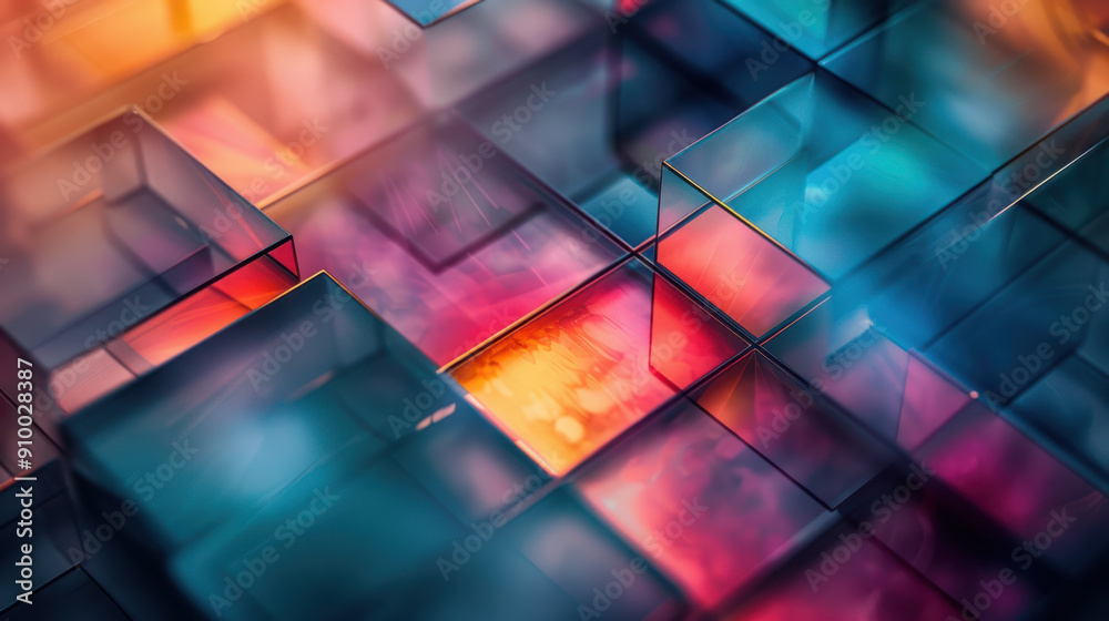 Abstract background, Translucent geometric shapes create an iridescent ...