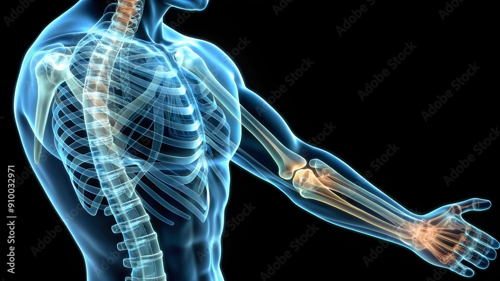 X-ray of a person with bones - the image of the body and bones from the ...