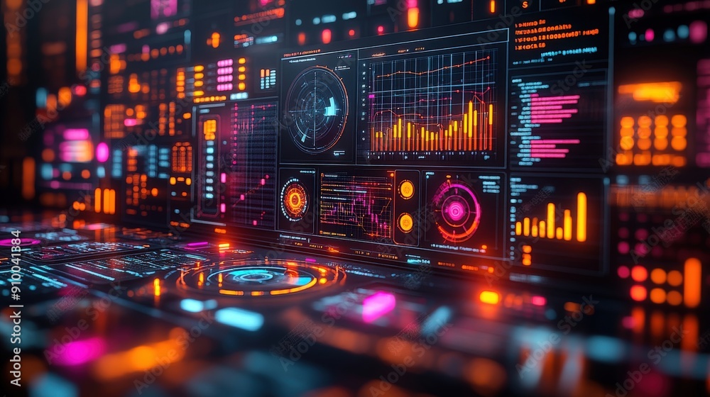 Marketing online with analytics media: A vibrant 3D render illustrating ...