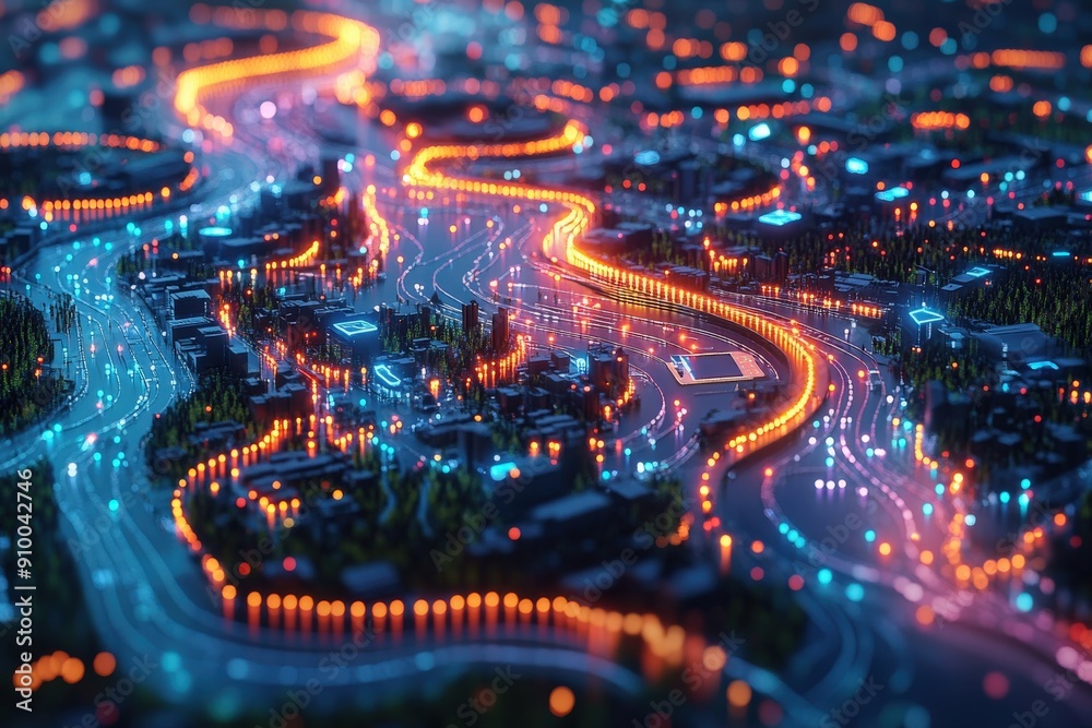 Marketing online with content traffic: A 3D render showing content ...