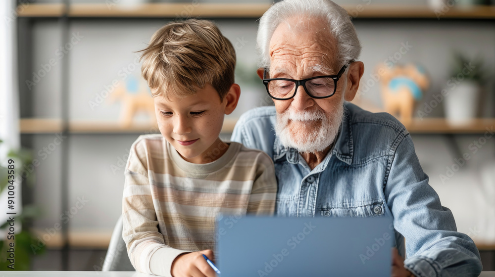 Hyper-detailed scene capturing a senior citizen engaging with young ...