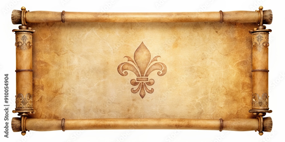 Royalty decree on parchment scroll with fleur-de-lis designs, royalty ...