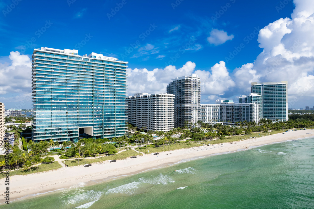 Miami Beach, Florida, USA - Oceanfront buildings in Bal Habour from ...