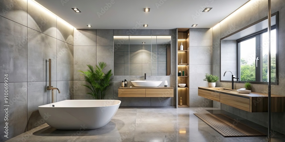 Sleek and modern minimalist bathroom design with clean lines and ...