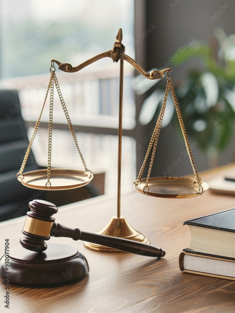 Classic legal symbols featuring a gavel and scales of justice ...