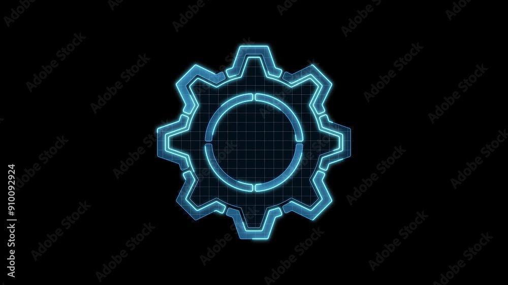 Gear settings icon motion animation, continuous seamless loop from 1 to ...