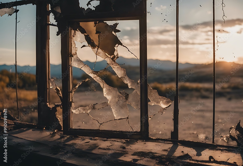 window destroyed panel windscreen cracked car broken glasses ...