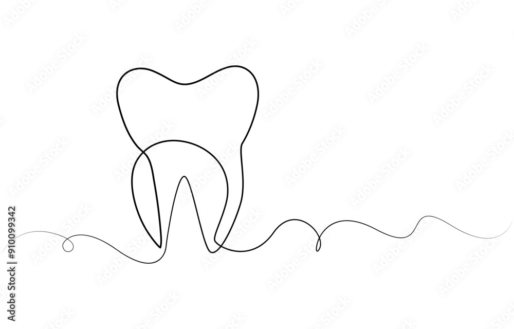 Tooth Icon In Continuous Line Drawing Style Line Art Of Tooth Icon Vector Illustration Single