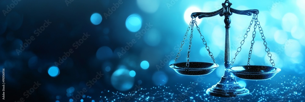 A scale of justice, a symbol of fairness and balance, sits against a ...