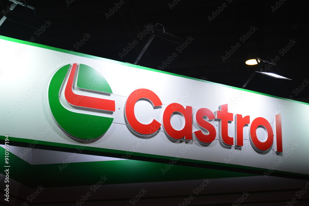 Castrol booth sign at Philippine commercial vehicle show in Pasay ...