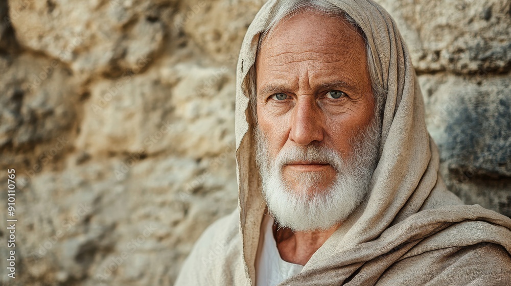 An ancient wall of Jerusalem is the background for this prophet of God ...