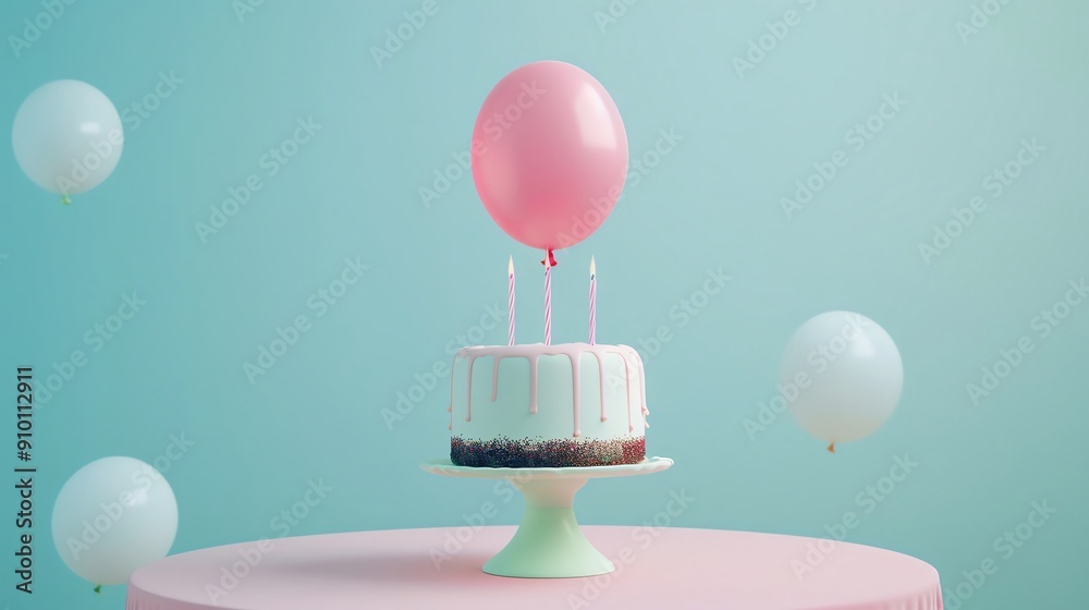 Birthday cake Balloon, border, pastel color background Wallpaper, blank ...