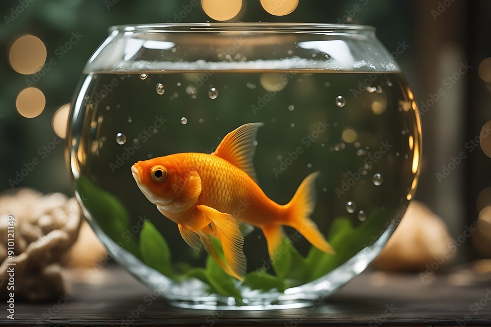 gold fish fishbowl glasses bowl water animal aquarium concept white ...
