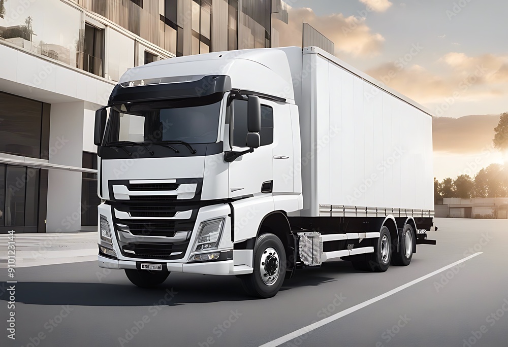 cargo white mockup png truck isolated transparency format template ...