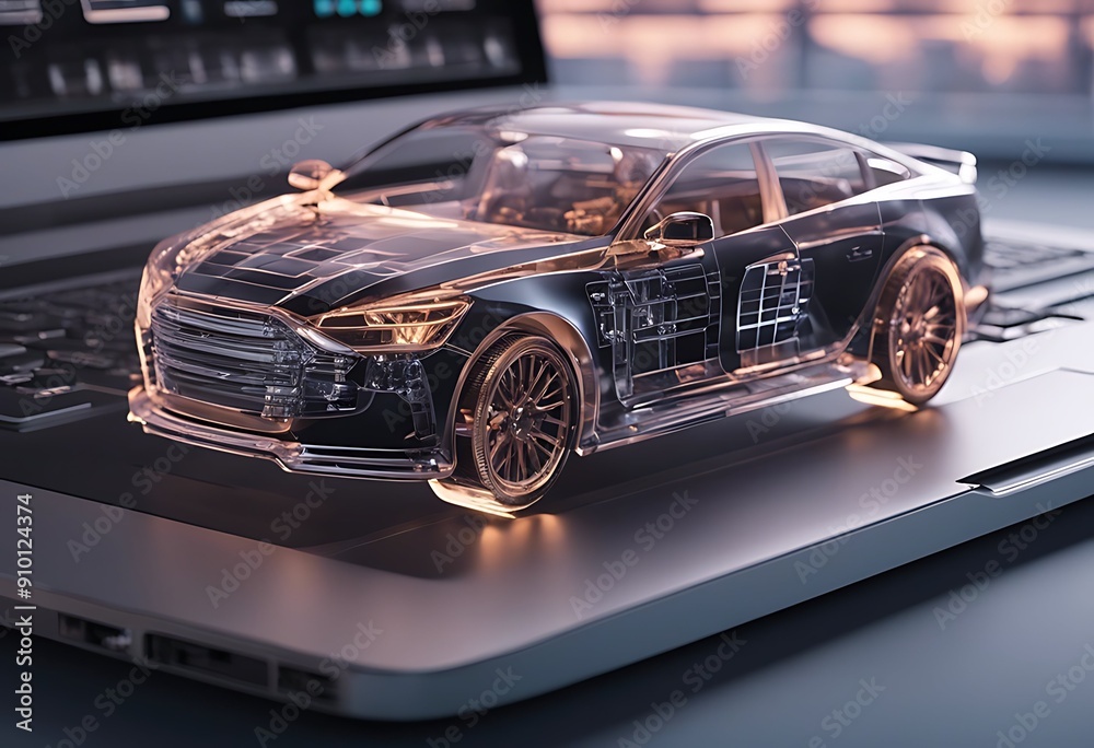 ray x 3d representing car image laptop render three-dimensional auto ...