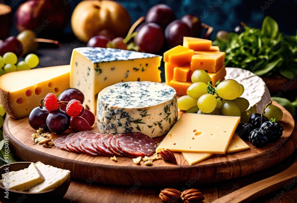 delicious premium cheese assortment artfully arranged gourmet meat ...