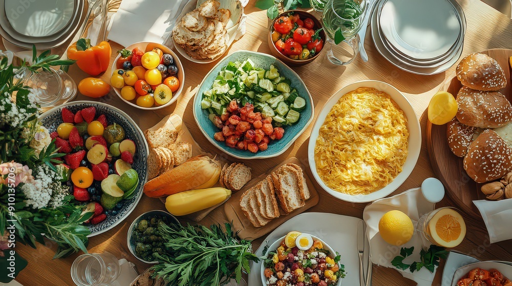 neatly arranged meal plan or healthy food choices on a table ...