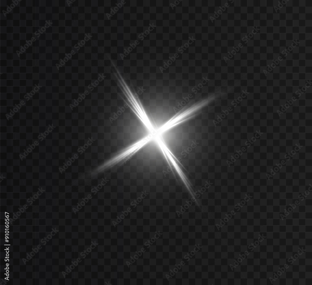 Stars bright white. Glow light effect. Transparent light effect sparkl ...