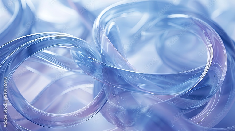 Interlocking rings of translucent 3D shapes forming a halo effect, with ...