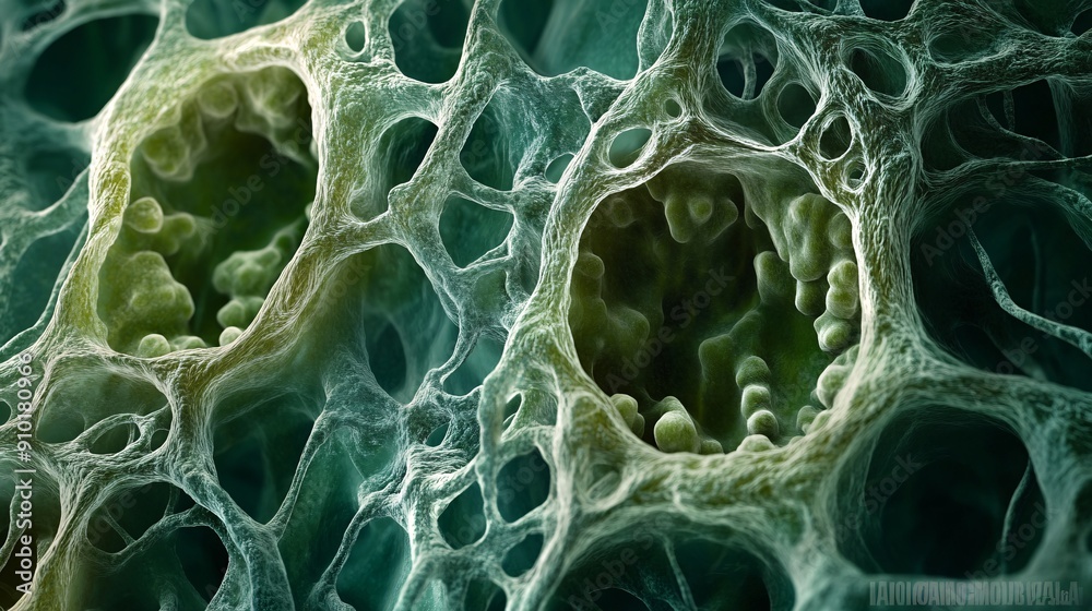 Photo A high-resolution microscopic view of plant cells reveals the ...