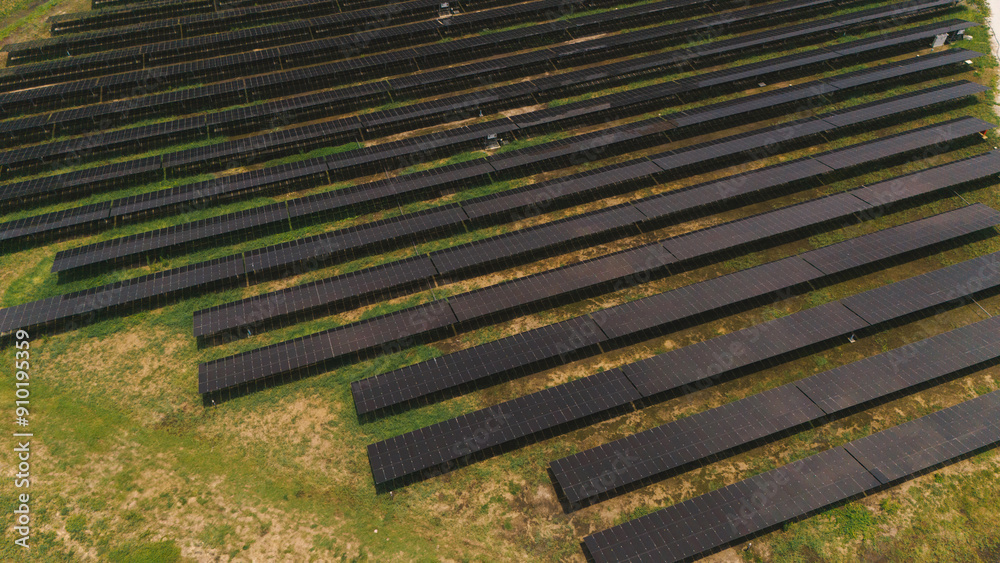 Aerial bird view photo of photovoltaic power station also known as a ...