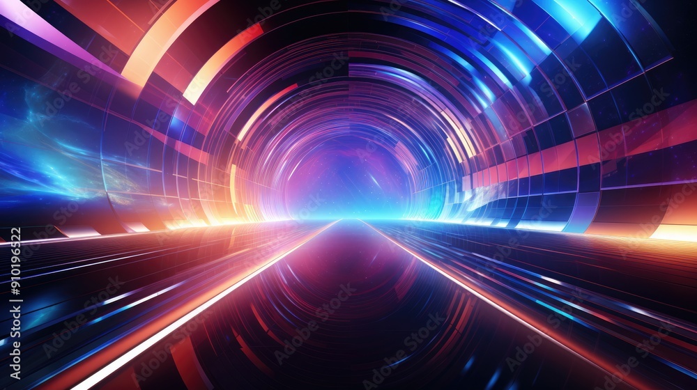 futuristic abstract tunnel virtual digital backgrounds, showcasing the integration of binary ...