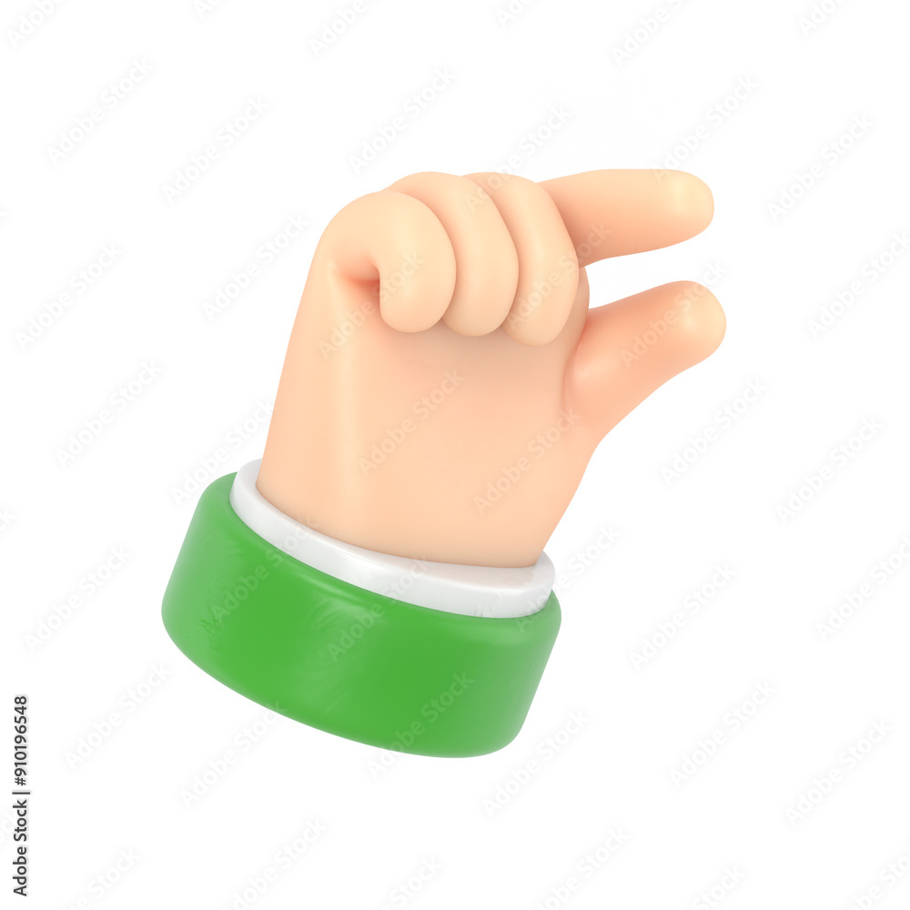 Transparent Backgrounds Mock-up. 3D render of a cartoon character hand ...