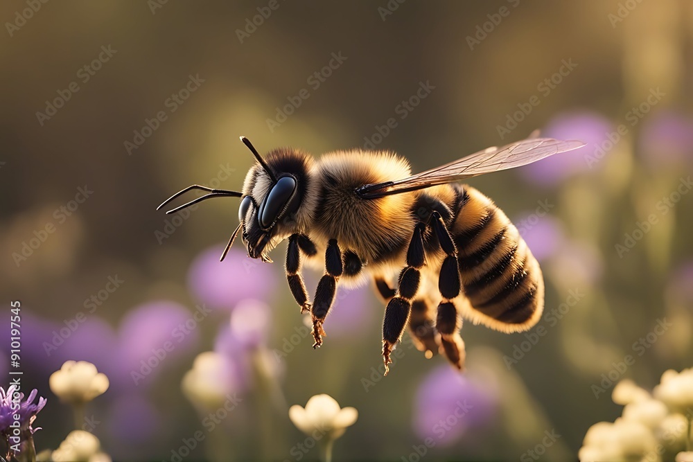 flying stylized symbol a bee insect logotype signs honey beehive flight ...