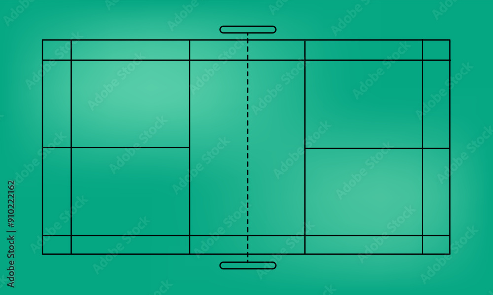 Badminton Court Illustration with Markings and Net. Court markings ...