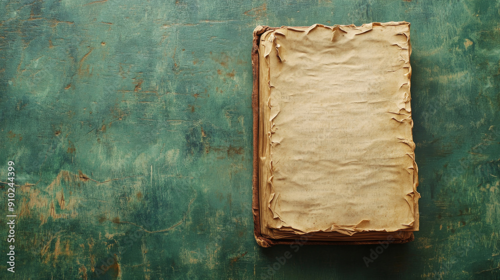 Words written on a brown piece of paper and placed on an old book that ...