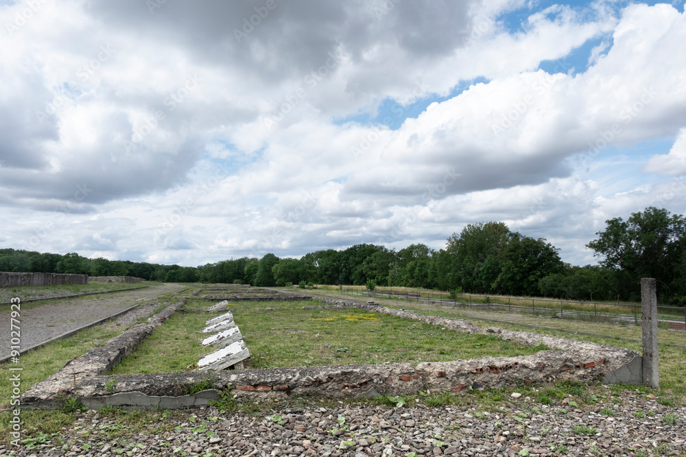 Footprint of the former barracks at the Buchenwald Concentration Camp ...
