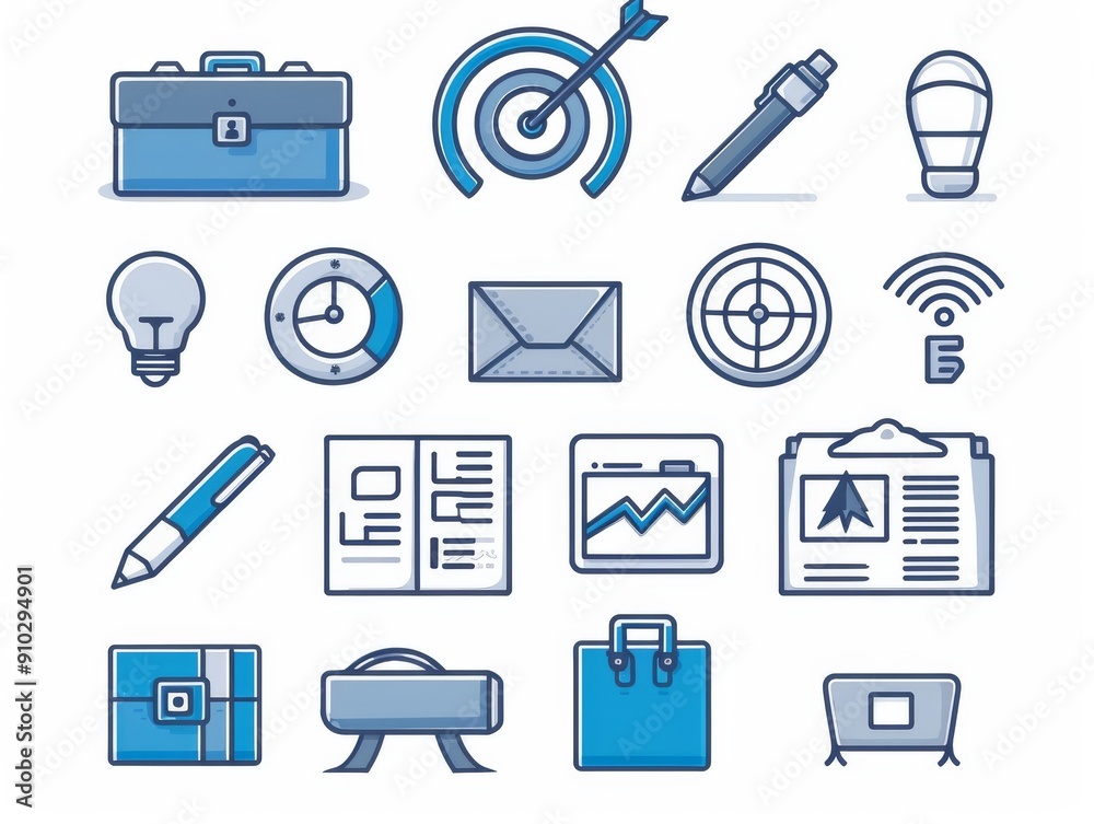 leadership and management icons like a leader, team meeting ...