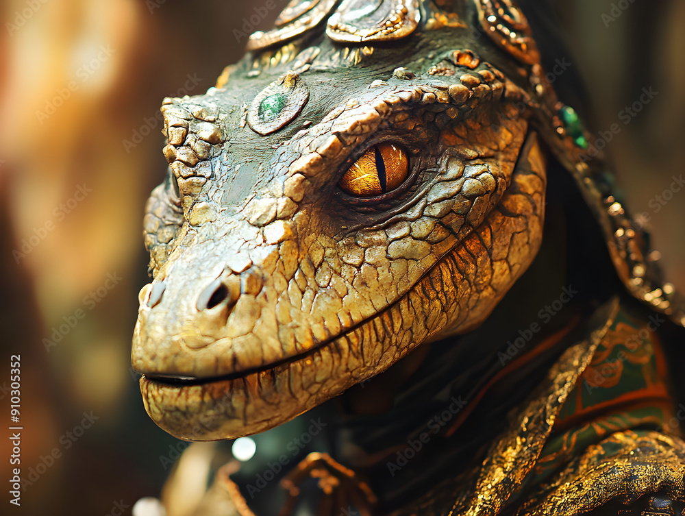 Highly Detailed Anthropomorphic Reptilian Character with Lifelike ...