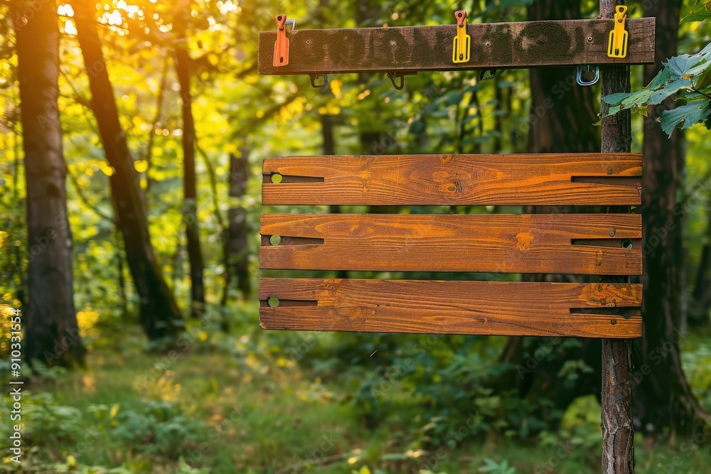Blank Wooden Sign A wooden message board with clips for people to leave ...