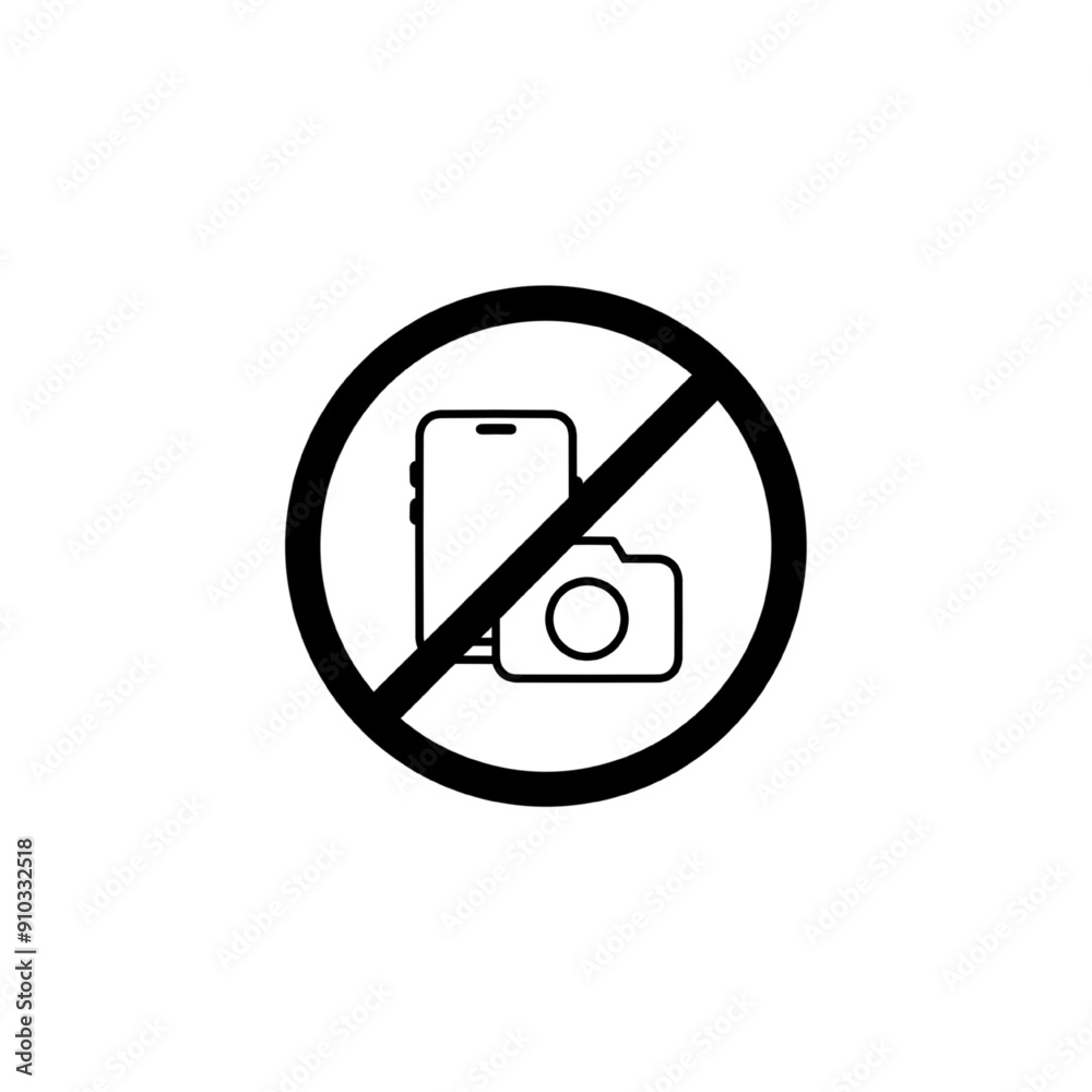 No cameras, no mobile phones allowed sign icon, no photography or video ...