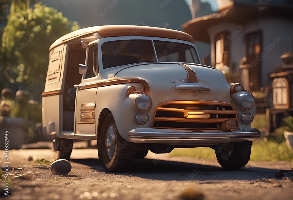 d cartoon trailer home camping car mobile trip travel transportation ...