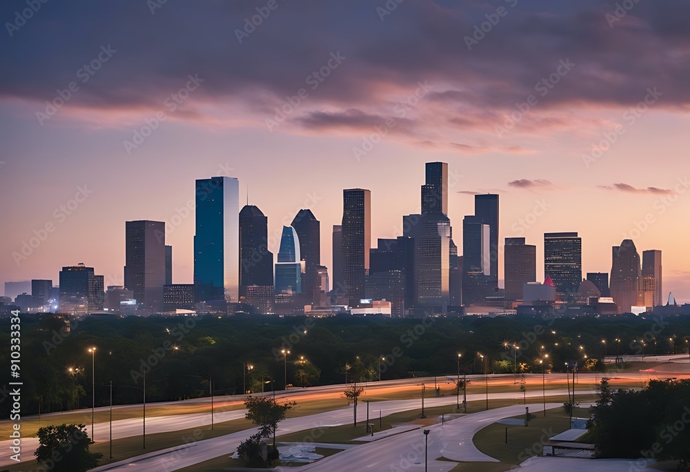 texas houston skyline usa us america american city landscape downtown ...