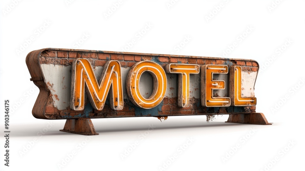Vintage motel sign with glowing neon lights, a nostalgic symbol of ...
