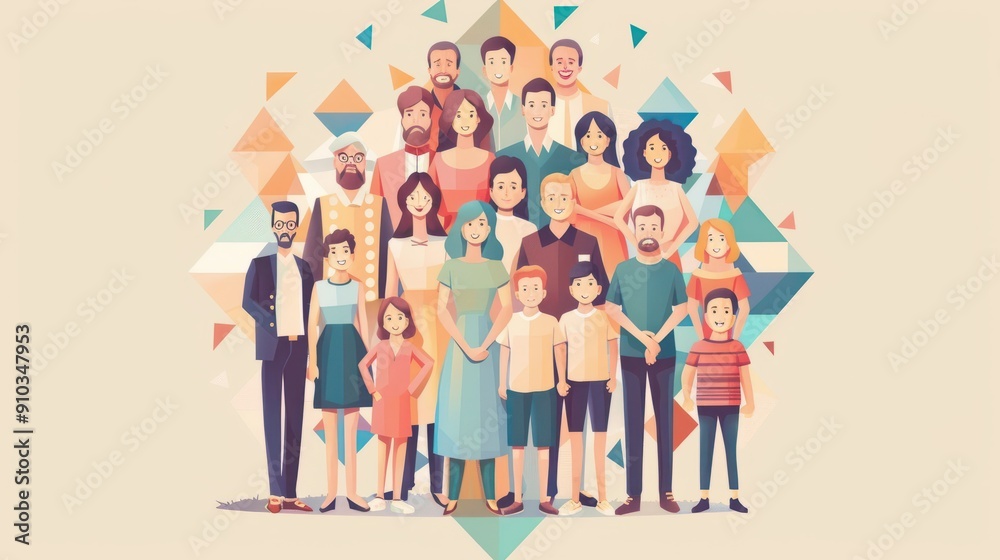 Stylish geometric design featuring reunion family icons, perfect for ...