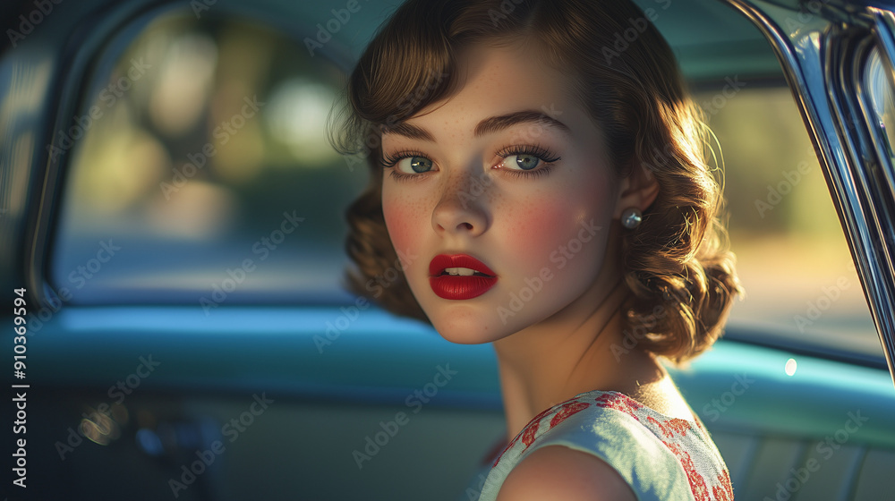 Nostalgic beauty: Style a model in iconic pin-up attire with a classic ...