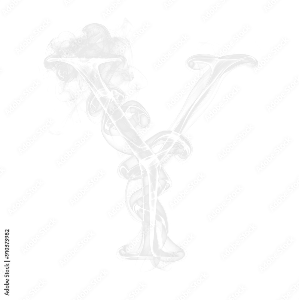Letter Y made of smoke. White smoke alphabet collection with numbers ...