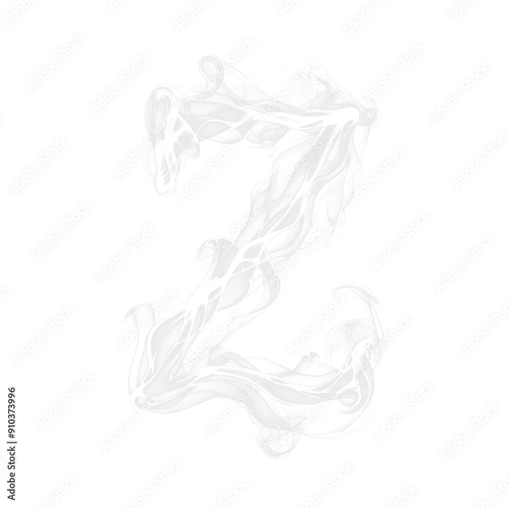 Letter Z made of smoke. White smoke alphabet collection with numbers ...