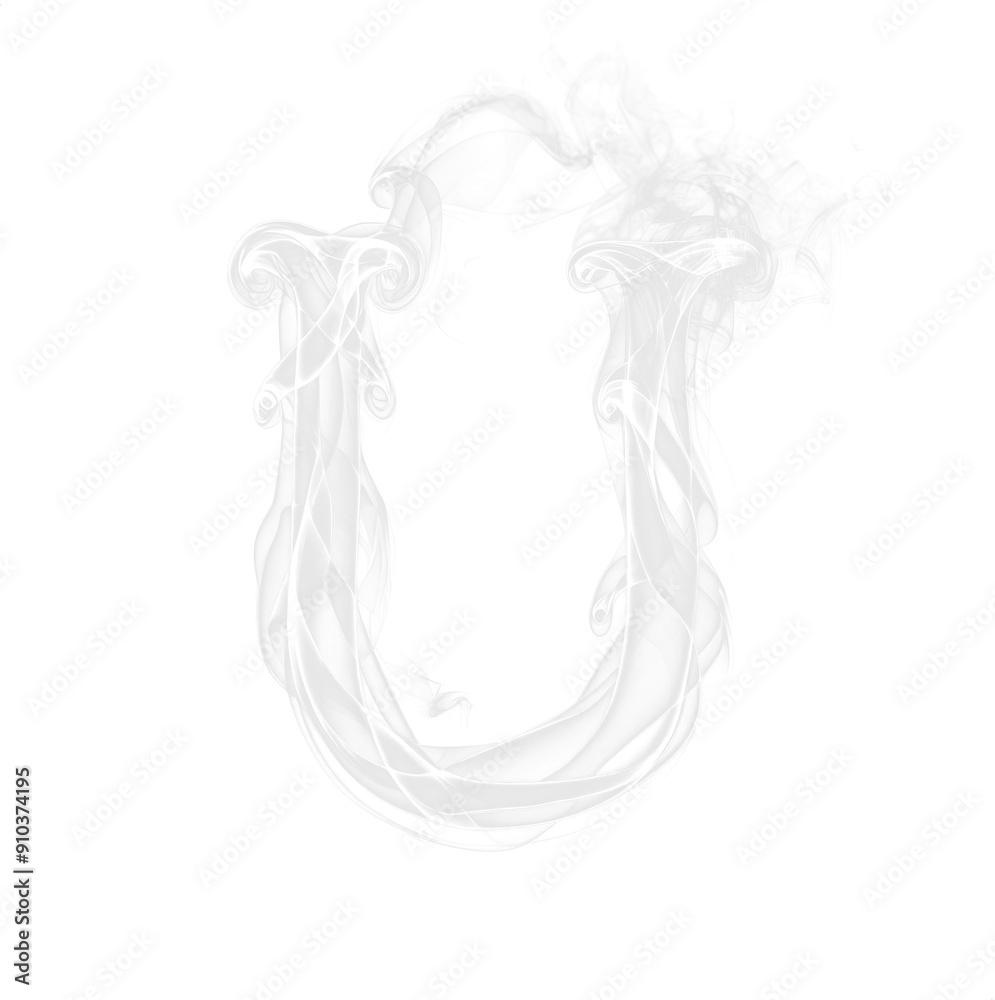 Letter U made of smoke. White smoke alphabet collection with numbers ...