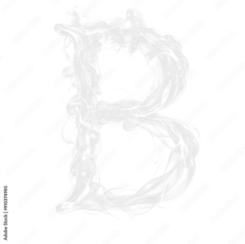 Letter B made of smoke. White smoke alphabet collection with numbers ...