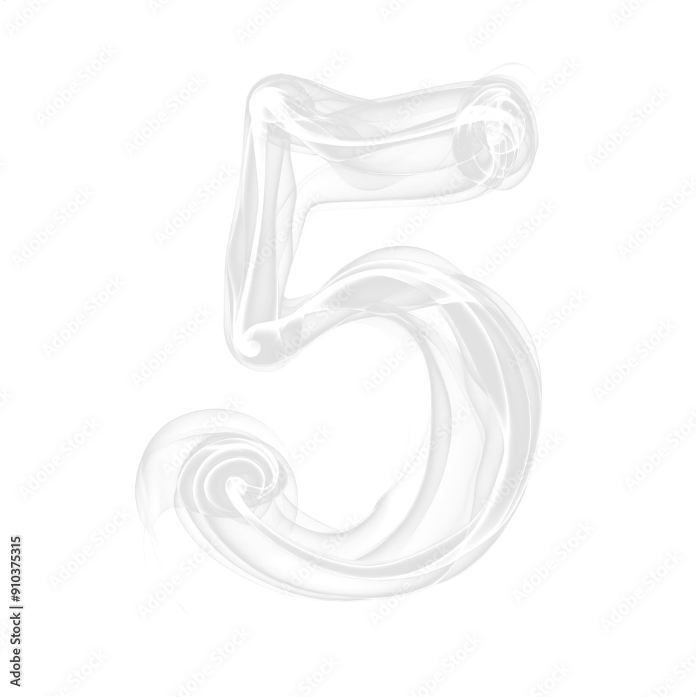ภาพประกอบสต็อก Number Five made of smoke. White smoke alphabet ...