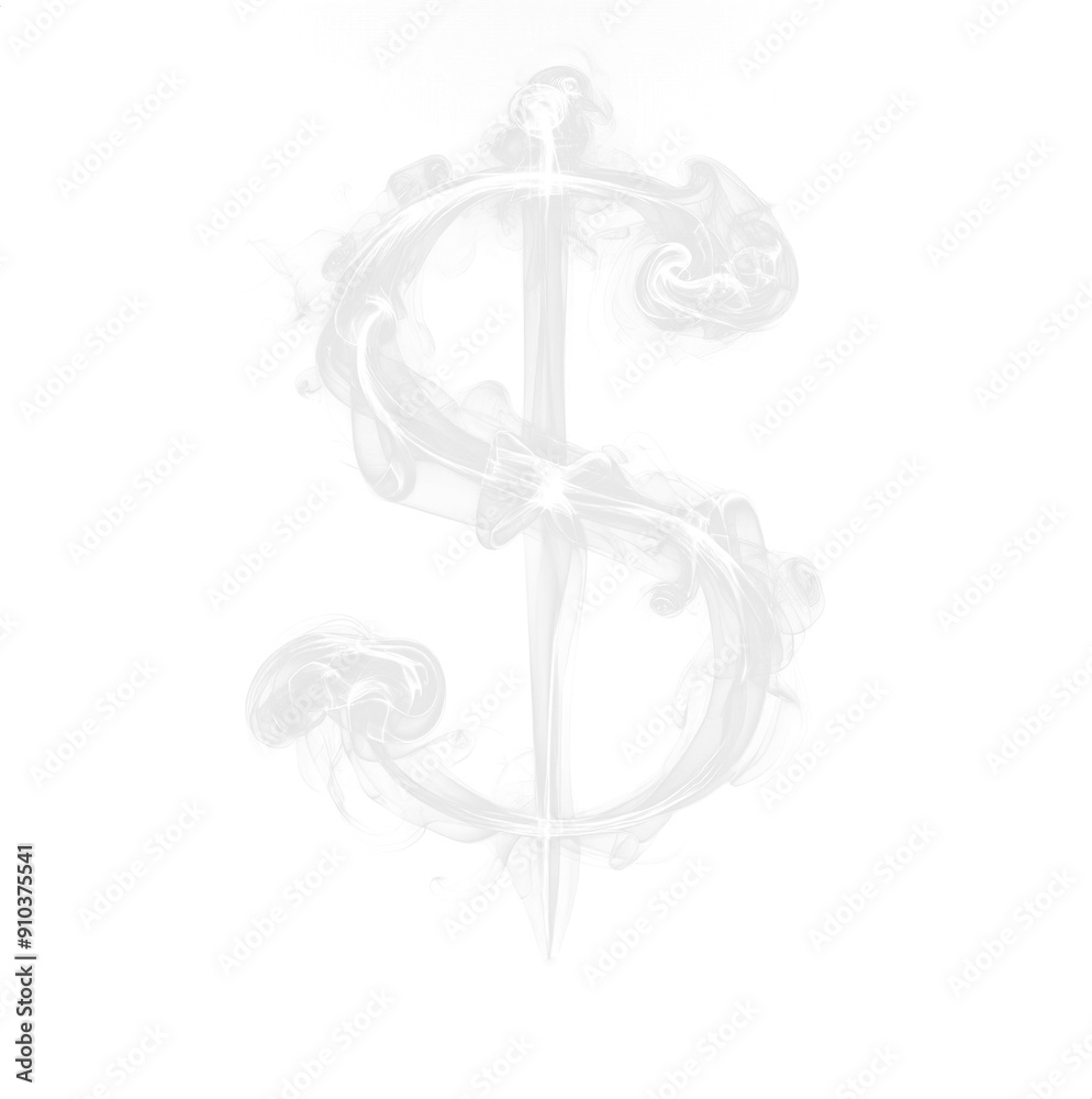 Dollar Sign made of smoke. White smoke alphabet collection with numbers ...