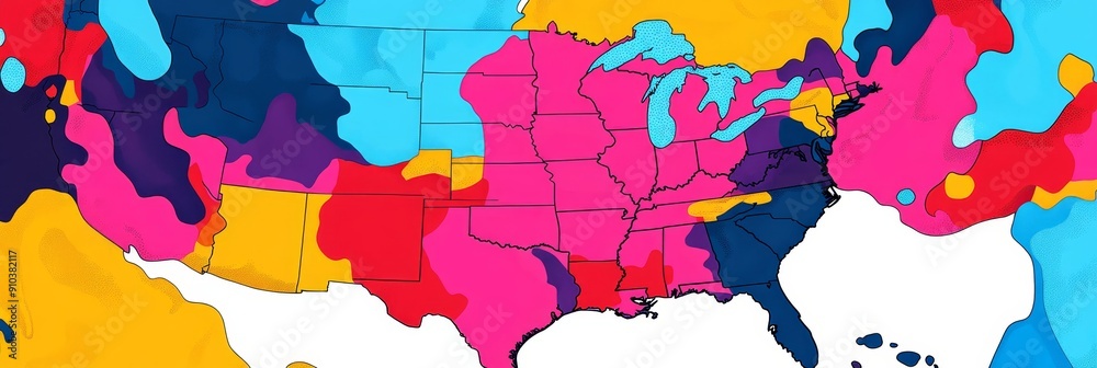 Colorful Map of the United States - A vibrant map of the United States ...