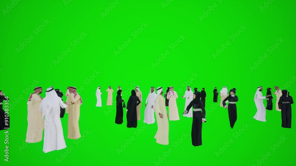 render 3D animation of a group of Arabs talking at the opening of the ...