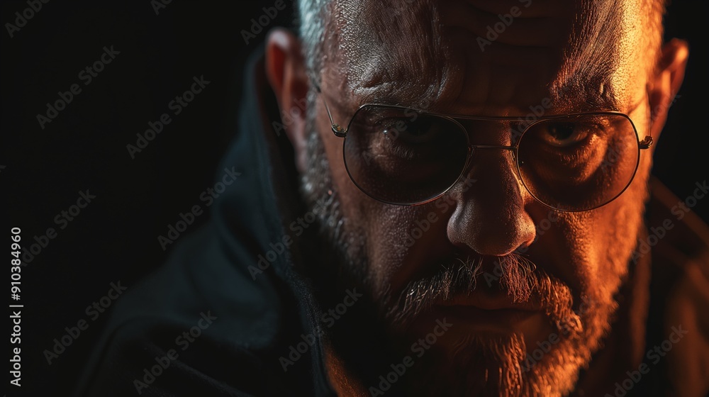 portaitd of a real bad influencer bad guy in his mid 40s acid, hates ...