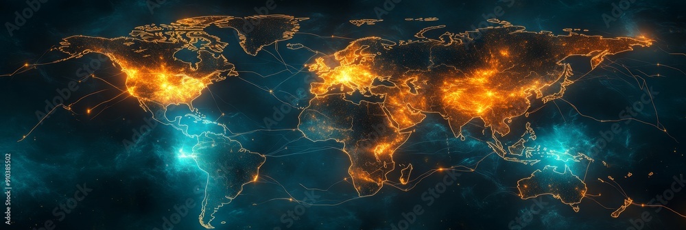 Global Network Connectivity: A Visual Representation of the Interconnected World - A stylized ...